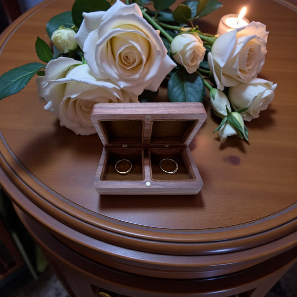 Double Ring Box | Personalized Wedding Ring Holder - Tree Ticker